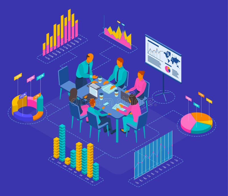 Color Characters People and Interacting Charts Analyzing Concept ...