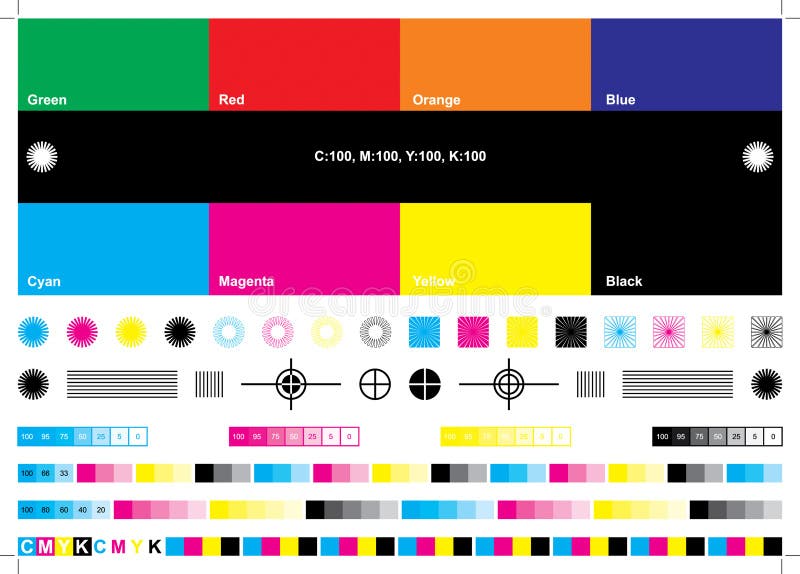CMYK Print Test Color Offset Vector Calibration Printing Marks, Color ...