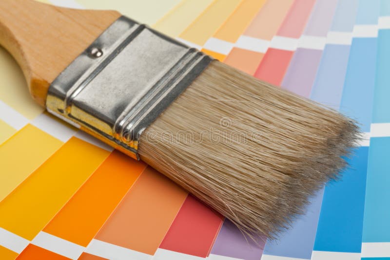Color Chart Guide with Brush and Paint Roller Stock Image - Image of ...