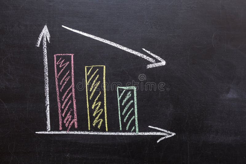A Color Chart with Three Decreasing Columns. Concept of Economic Crisis ...