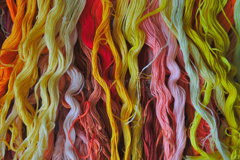 Color Chart of Yellow and Pink Cotton Threads Stock Image - Image of ...