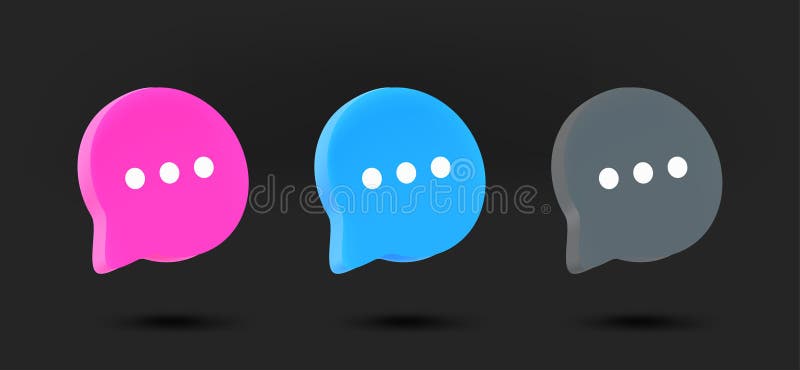Color Chat Icons Collection. 3d Vector Isolated on Black Background ...