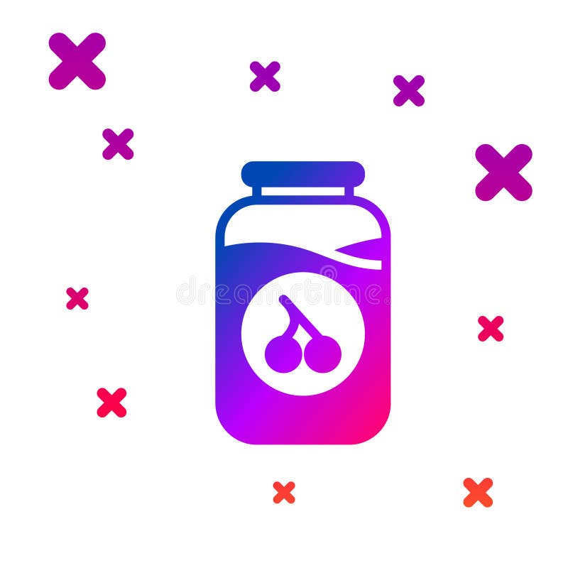 Color Cherry Jam Jar Icon Isolated on White Background. Gradient Random ...