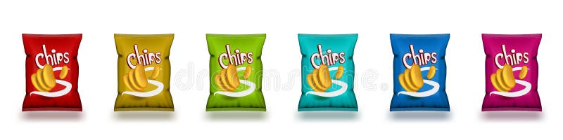 Red Chips Package Bag with Label Isolated on White Stock Vector ...