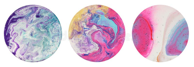 Color Circle Flow Pour Blots. Abstract Background. Marble Texture Stock ...