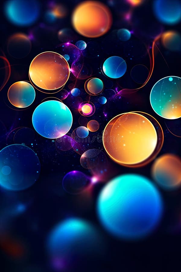 Color Circles, Bubbles and Lights at Night, Dark Abstract Background ...