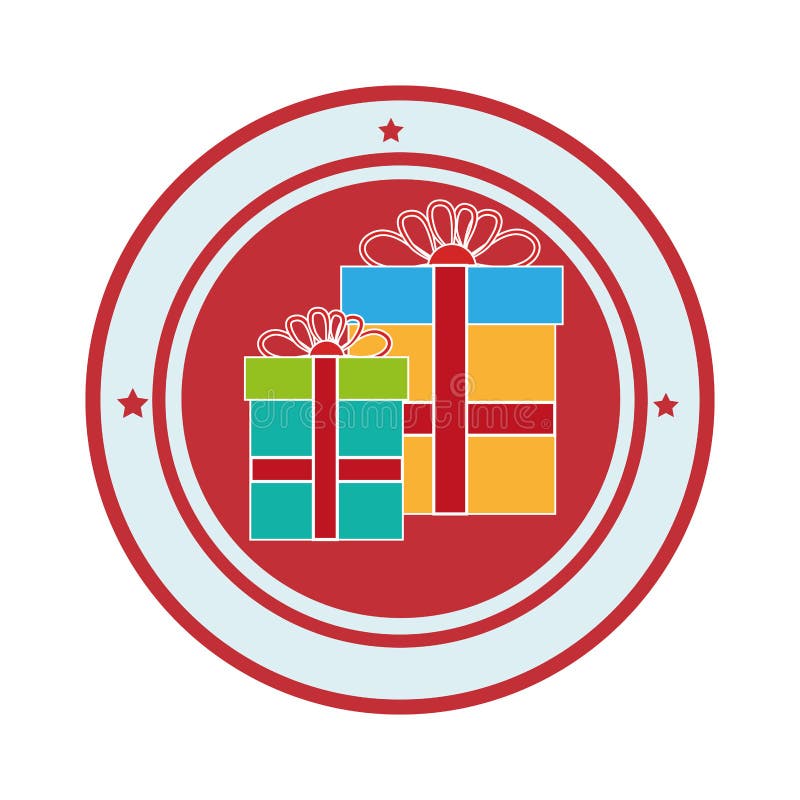 Color Circular Frame with Gift Box Stock Vector - Illustration of ...