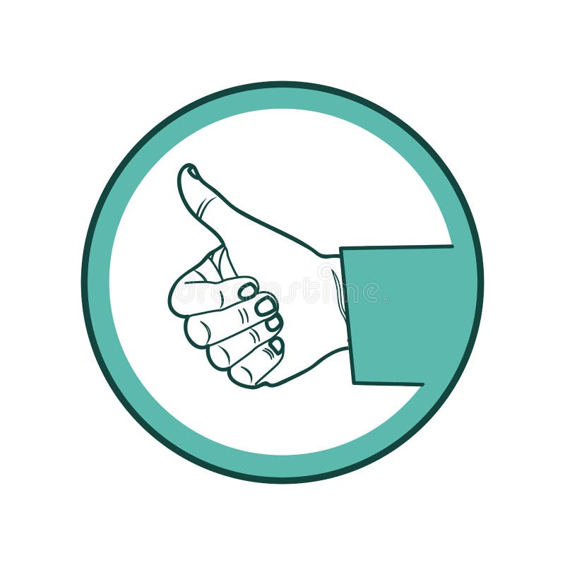 Color Circular Frame of Hand with Signal Ok Stock Illustration ...