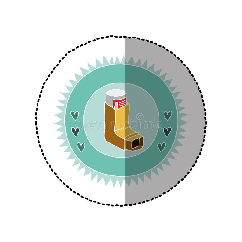 Color Circular Frame with Middle Shadow Sticker with Asthma Inhaler ...