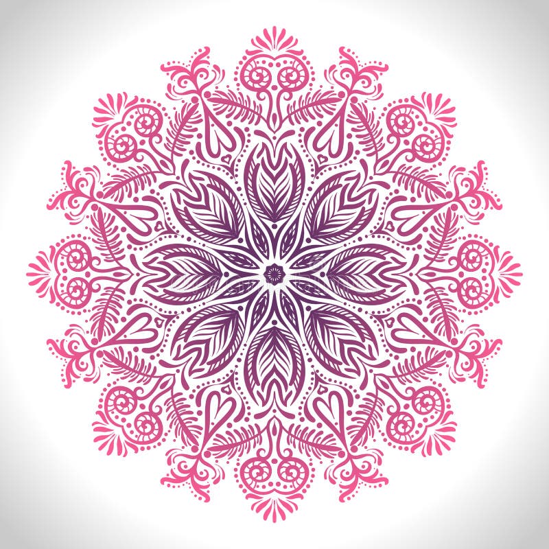 Color Circular Pattern. Round Kaleidoscope of Floral Elements Stock ...