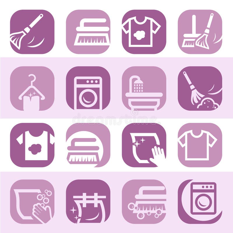 Color Cleaning and Washing Icons Stock Vector - Illustration of duster ...