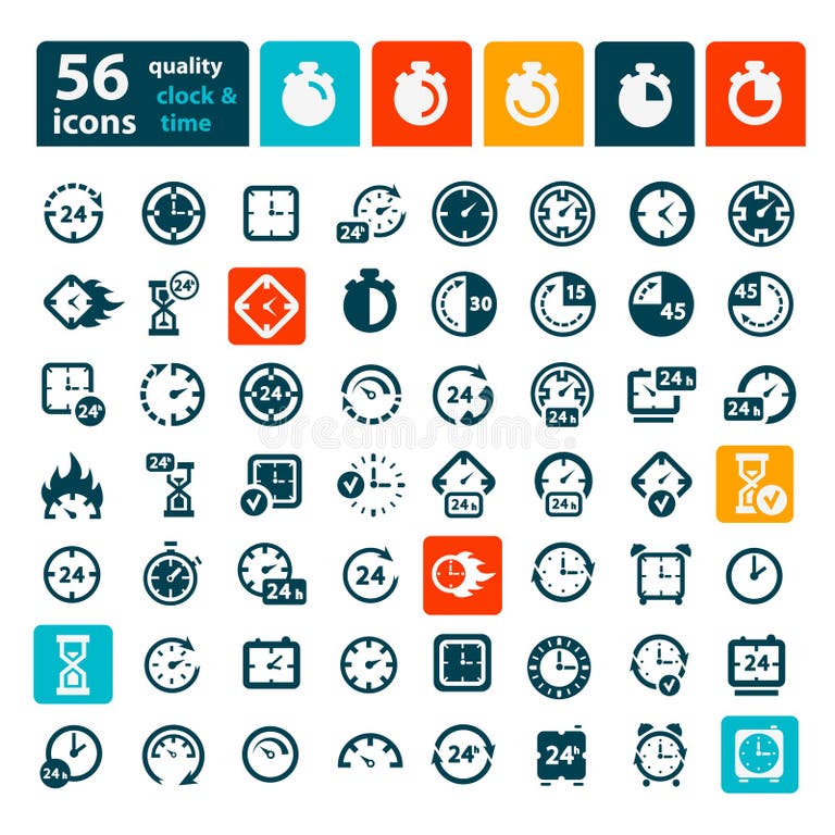 Color clock icons set stock vector. Illustration of modern - 49740063