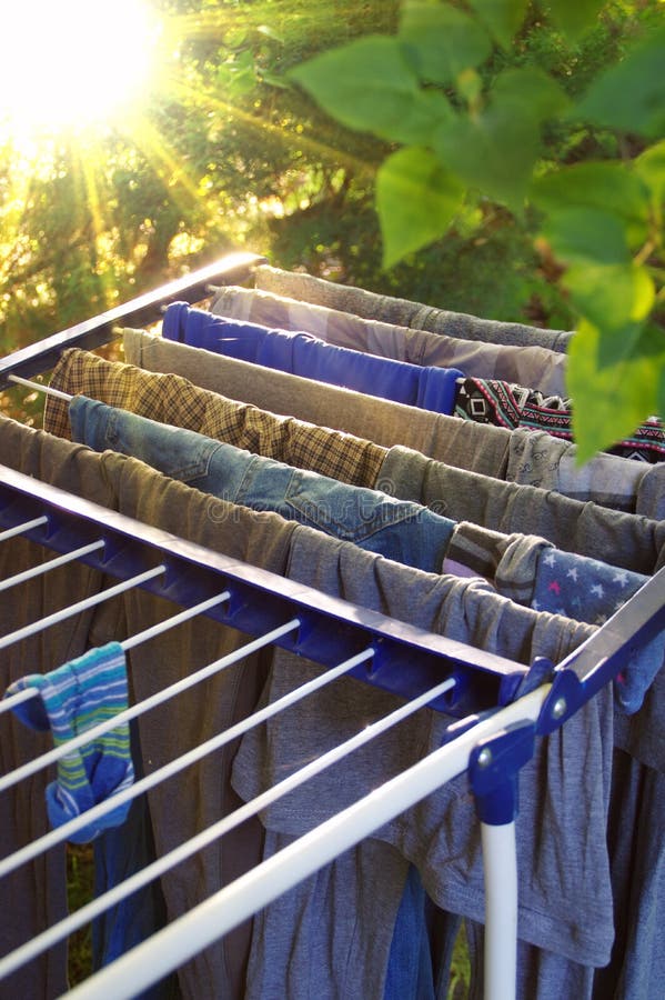 Color Clothes Drying by Sun Stock Photo - Image of rope, household ...