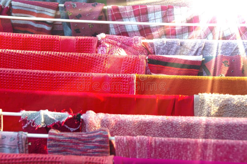 Color Clothes Drying by Sun Stock Image - Image of closeup, dryer: 96321811