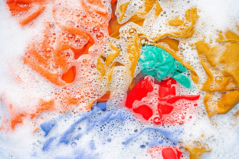 Color Clothes Soak before Washing Stock Photo - Image of enameled, blue ...