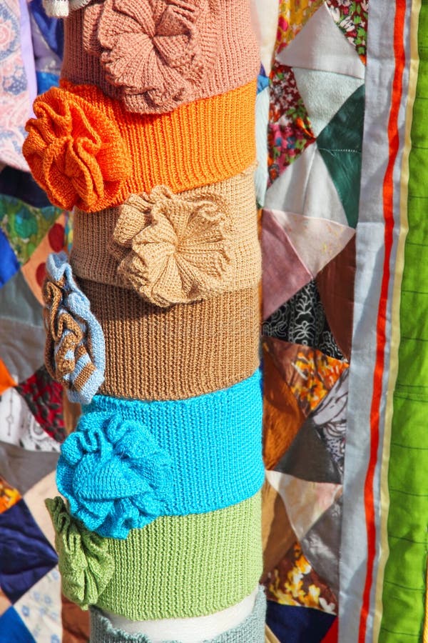 Color Clothing Accessory and Multicolored Patchwork Quilt. Stock Image ...