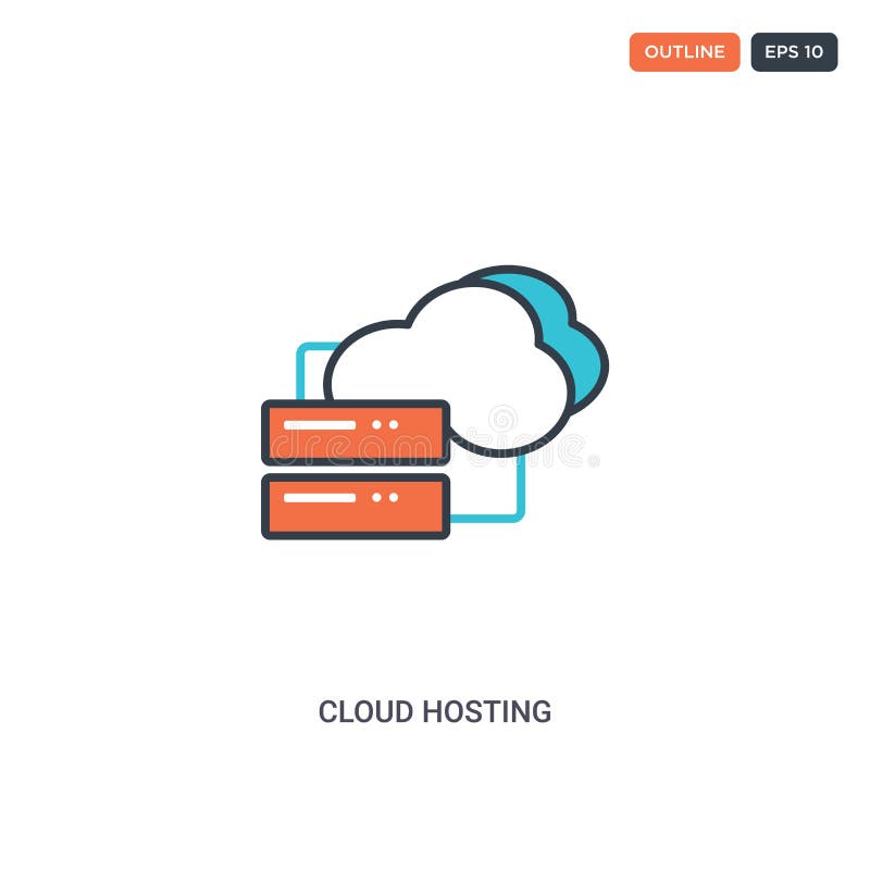 2 Color Cloud Hosting Concept Line Vector Icon. Isolated Two Colored ...