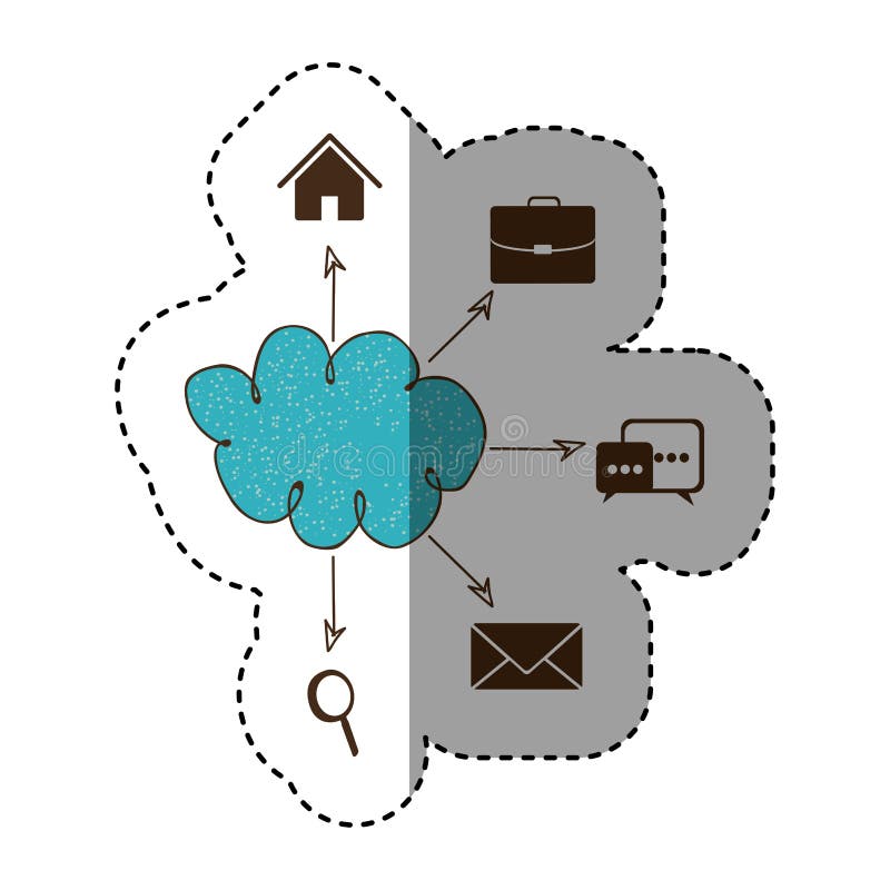Color Cloud Icons Network Service Connection Stock Illustration ...