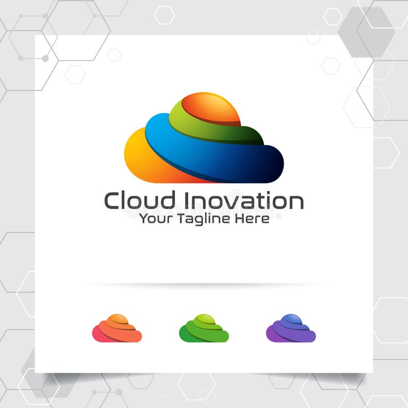 Colorful Cloud Logo Vector Design with Concept of Online Shop ...