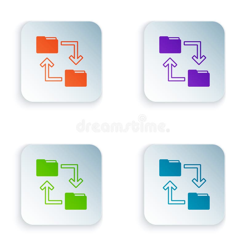 Color Cloud Storage Text Document Folder Icon Isolated On White