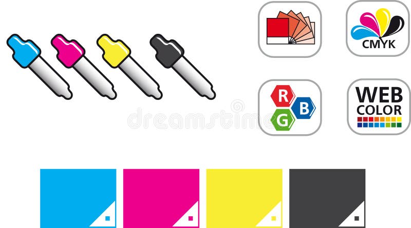 Color CMYK Icon Set stock vector. Illustration of design - 40036791