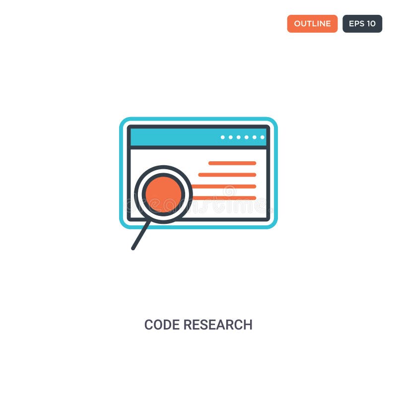 2 Color Code Research Concept Line Vector Icon. Isolated Two Colored ...