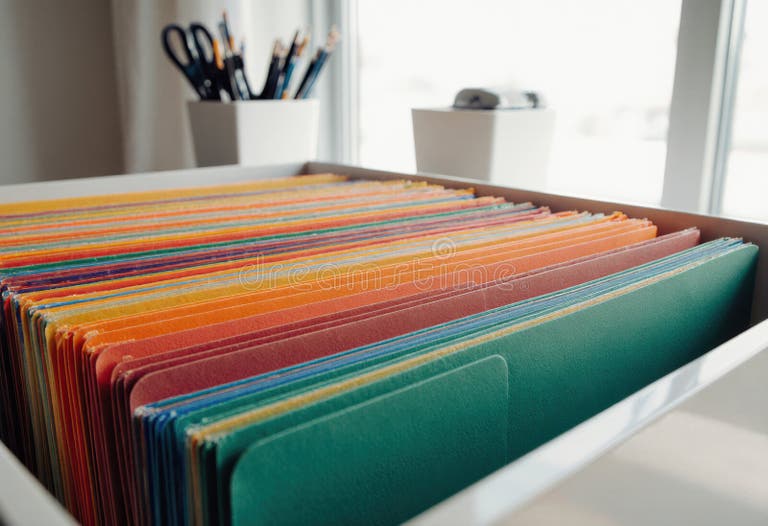 Color-coded Administrative Filing System Organized for Efficiency Stock ...