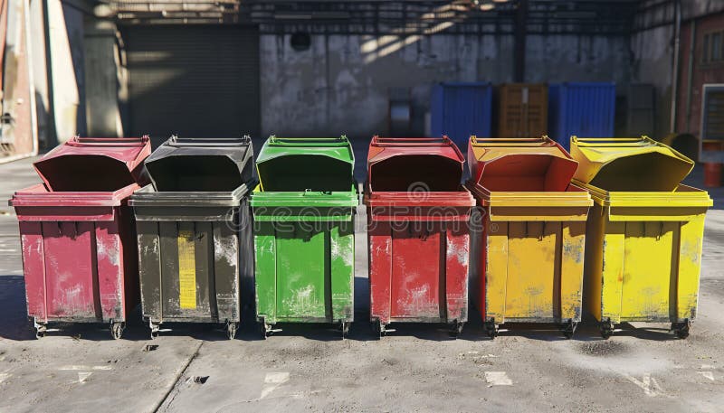 Color-coded Bins for Sorting Waste by Type, Ensuring Efficient ...
