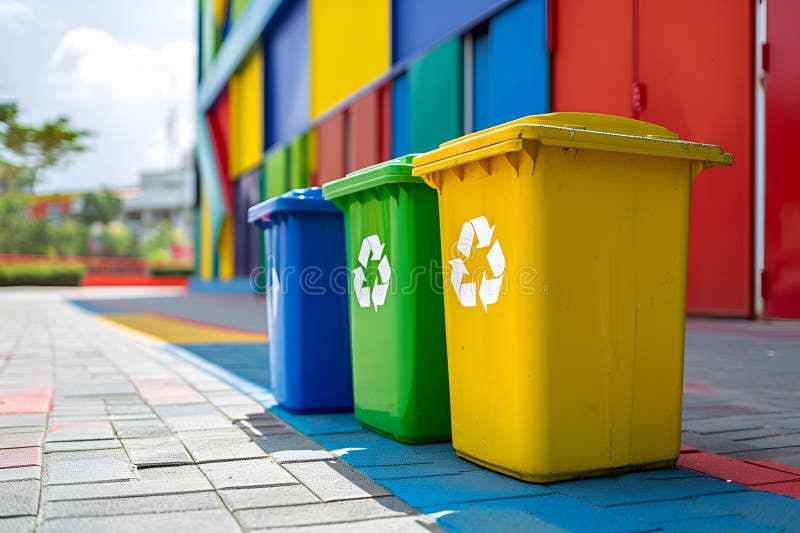 Colorful Garbage Cans, Aiding in the Sorting of Waste for Recycling ...