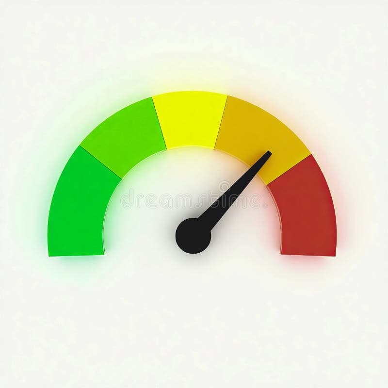 Color-Coded Gauge with Pointer Indicating Moderate Level. Stock ...