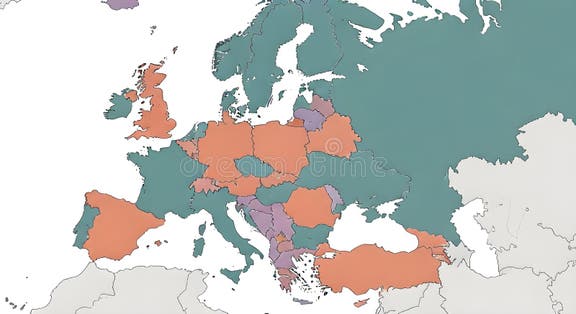 Color-Coded Map of Europe Highlighting Specific Regions Stock ...