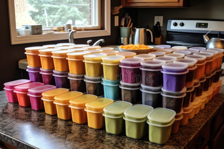 Color-coded Meal Prep Containers for Organization Stock Illustration ...