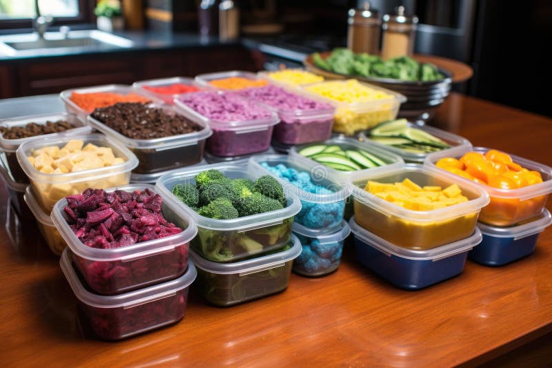 Color-coded Meal Prep Containers for Organization Stock Illustration ...