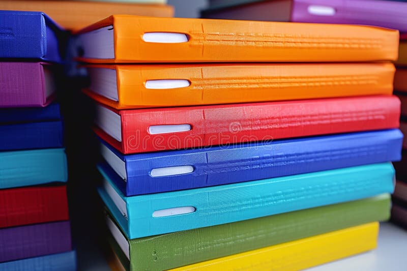 Color Coded Order Stack of File Folders in Various Hues Stock ...