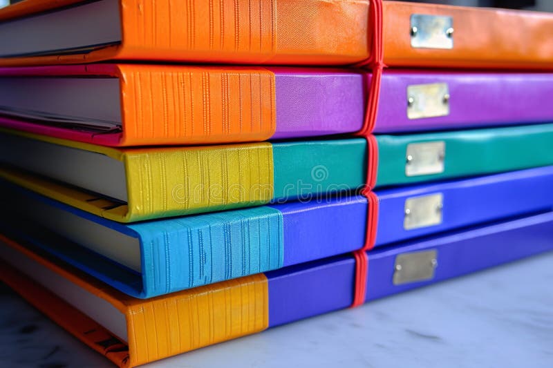Color Coded Order Stack of File Folders in Various Hues Stock ...