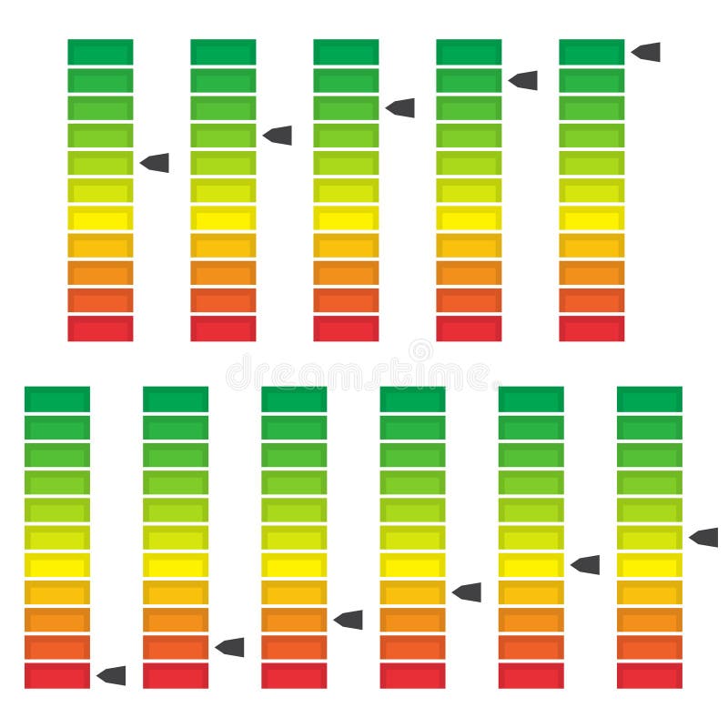 Color Coded Progress, Level Indicator with Units. Vector Illustartion ...