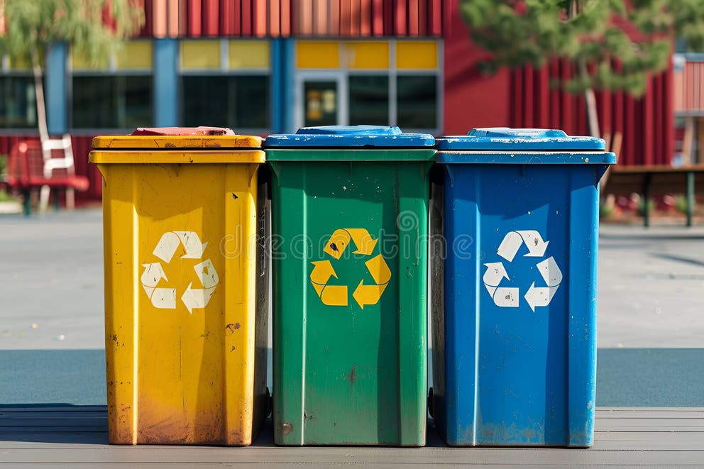 Color-coded Recycling Bins for Sorting Garbage Stock Illustration ...