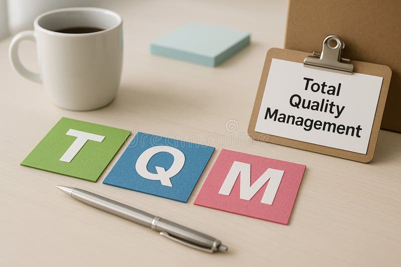 TQM, Total Quality Management. Concept with Keywords, Letters and Icons ...