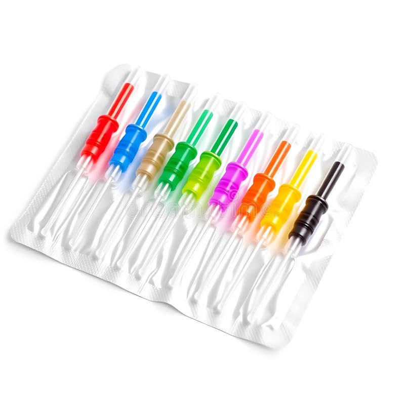 A Color Coded Set of IV Cannulas in Their Original Sterile Packaging on ...