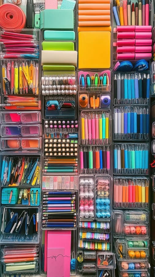 Color-coded Stationery in Vertical Compartments Stock Image - Image of ...