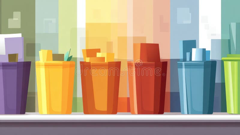 Color-coded Trash Bins for Recycling Categories Promoting Environmental ...