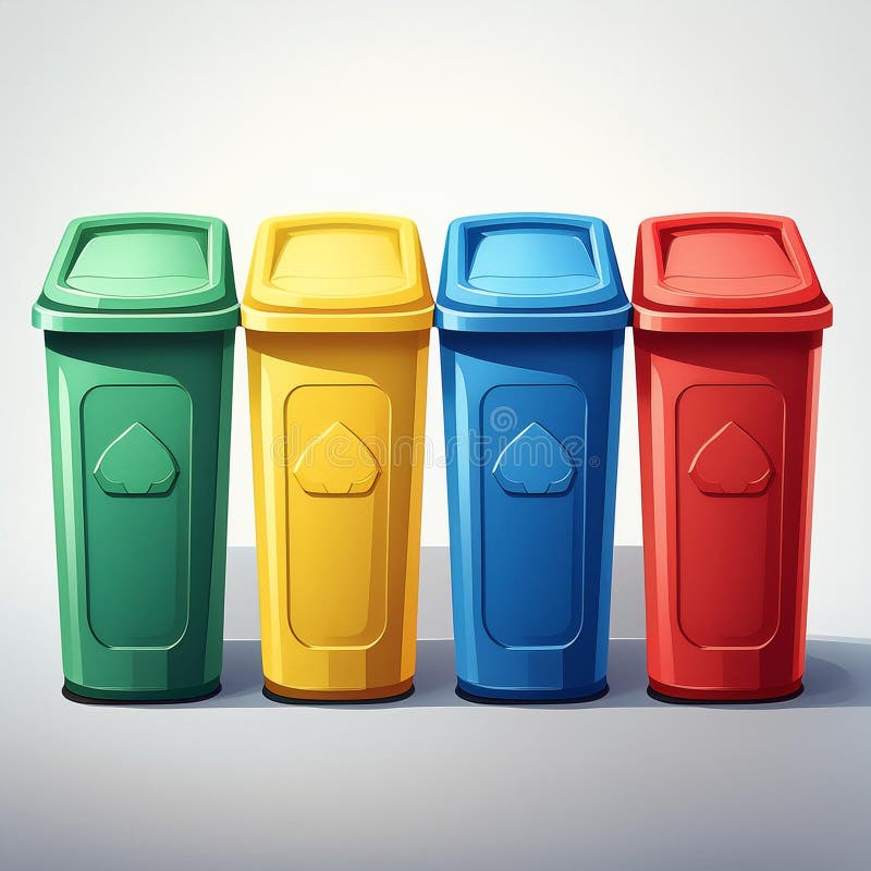 Color-Coded Waste Segregation Bins for Environmental Management : Stock ...