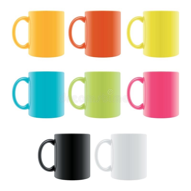 Colored mugs stock vector. Illustration of bright, domestic - 12485874