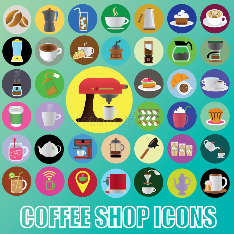 Color coffee icons 2 stock vector. Illustration of ideas - 50219472