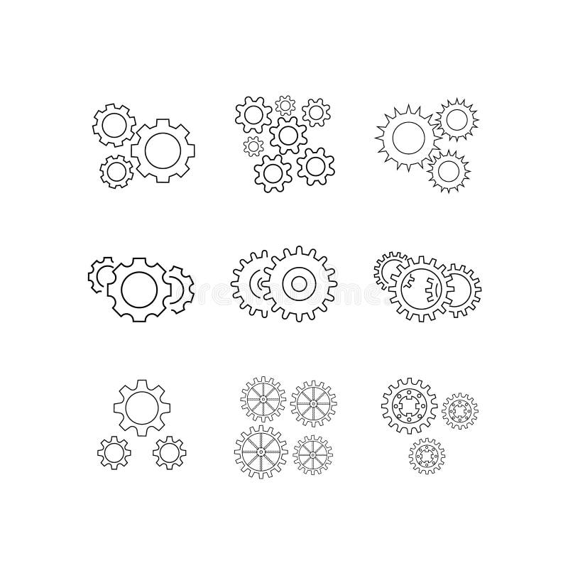 Color cogs in hands stock vector. Illustration of connect - 82586339