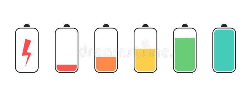 Battery Icon Set. Battery Level. Color Collection of Battery Power ...