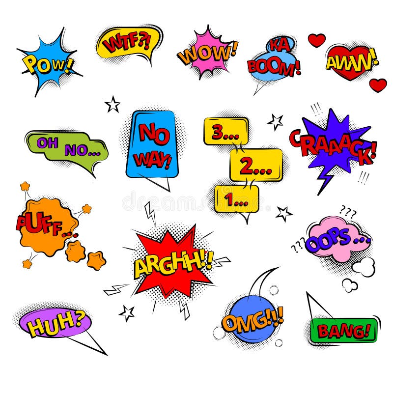 Color Comic Speech Bubbles Signs Thin Line Set. Vector Stock Vector ...