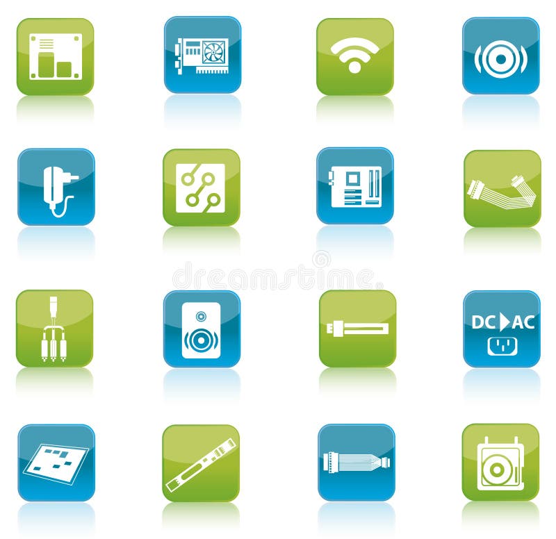 Color computer icons stock vector. Illustration of motherboard - 36802444