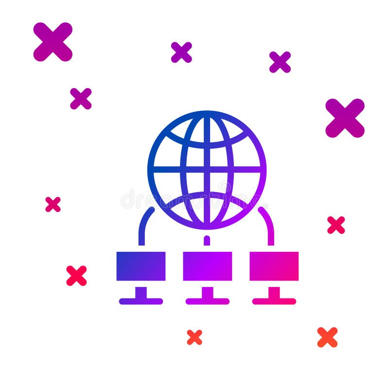 Color Computer Network Icon Isolated on White Background. Laptop ...