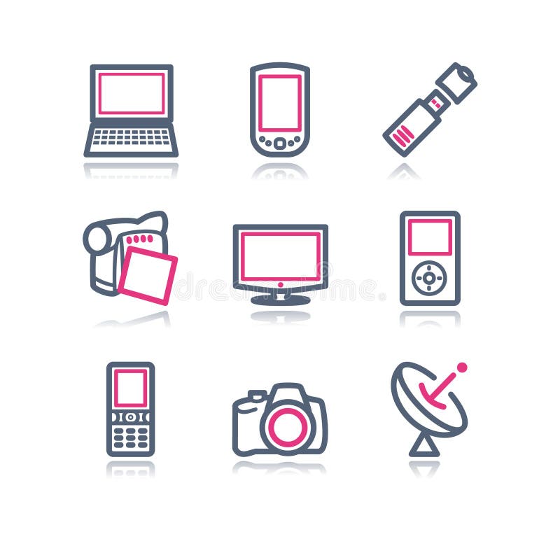 Color Contour Web Icons, 20 Stock Vector - Illustration of internet ...